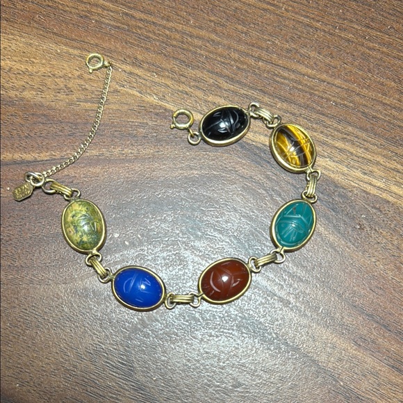 karen lynne | Jewelry | Vintage Scarab Gemstone Bracelet With Gold ...